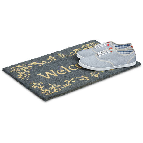 Relaxdays Coconut Fibre WELCOME Doormat 40 x 60 cm Coir Welcome Mat ...