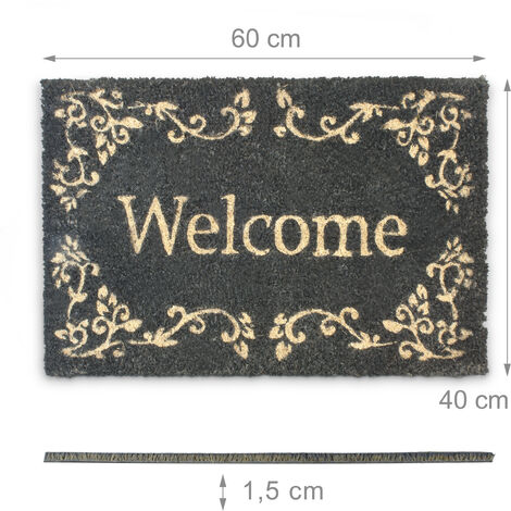 Relaxdays Coconut Fibre WELCOME Doormat 40 x 60 cm Coir Welcome Mat ...