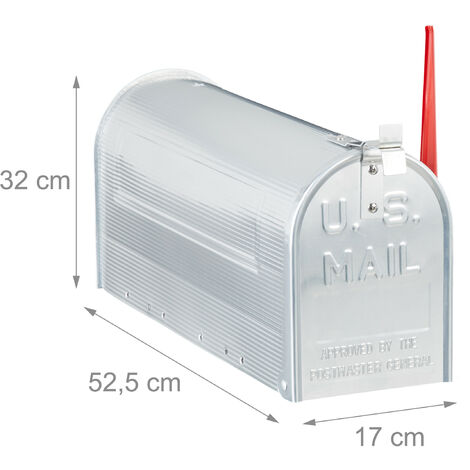 Relaxdays American-Style Letterbox, Aluminium, Original US Mailbox ...