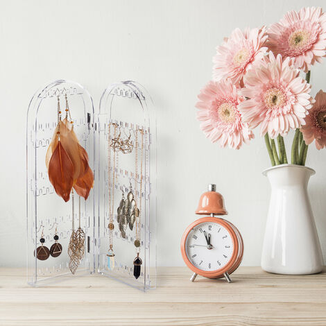 Relaxdays Acrylic Jewellery Rack, Folding Accessory Stand, for Earrings ...