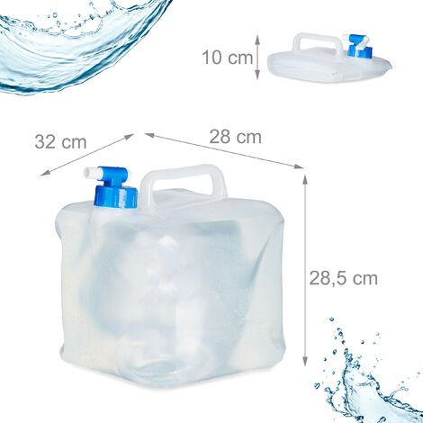 Relaxdays Folding Water Canister Set of 4, Faucet, Screw Cap, Handle ...