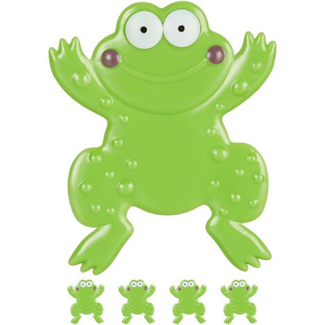 Relaxdays Anti-Slip Bathtub Sticker, Set of 5, Frog Design, Suction ...