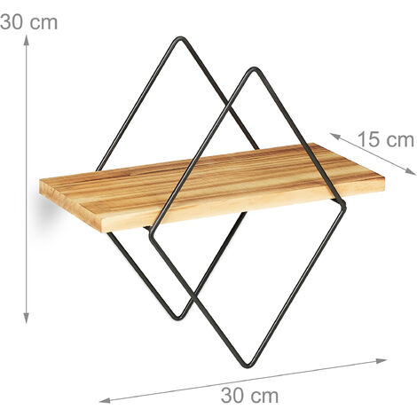 Relaxdays Floating Shelf, Industial Design, Wall Mount, Diamond Shaped ...