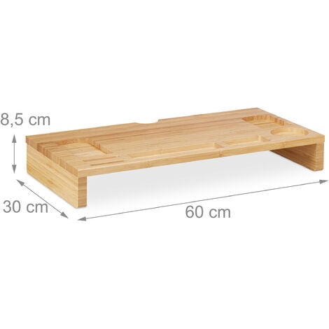 Relaxdays Monitor Stand Bamboo, Screen Raiser For Ergonomic Posture ...