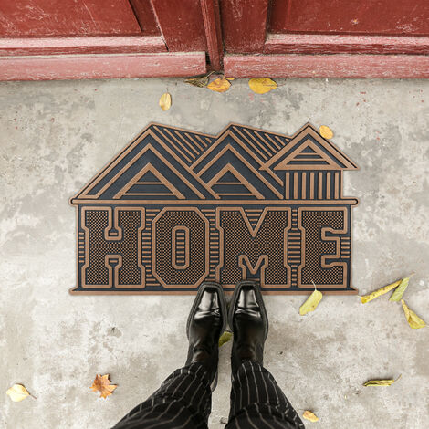 Relaxdays Home Shape Rubber Doormat, 75 x 45 cm, Door Mat Inside ...