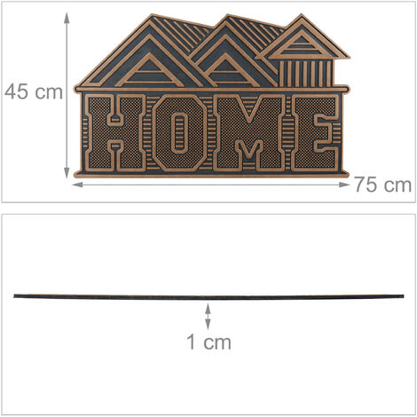 Relaxdays Home Shape Rubber Doormat, 75 x 45 cm, Door Mat Inside ...