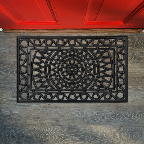 Relaxdays Rectangular iron look Doormat, 45 x 75 cm, Door Mat Inside ...