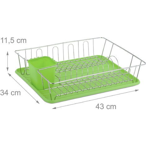Relaxdays Dish Drainer, HWD: 11.5 x 43 x 34 cm, Drying Rack, Drip Tray ...