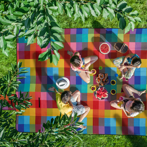 Relaxdays XXL Picnic Blanket, Aluminium Coating, Folding Beach Rug with ...