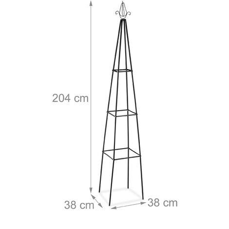 Relaxdays Garden Obelisk, Pyramid, 204 cm Tall, Support for Climbing ...