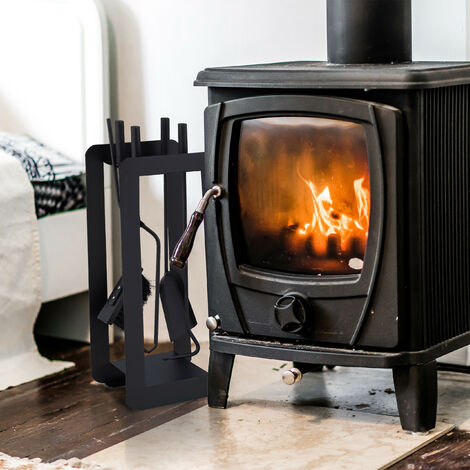 Relaxdays 5-Piece Fireplace Companion Set Steel Utility Accessories ...