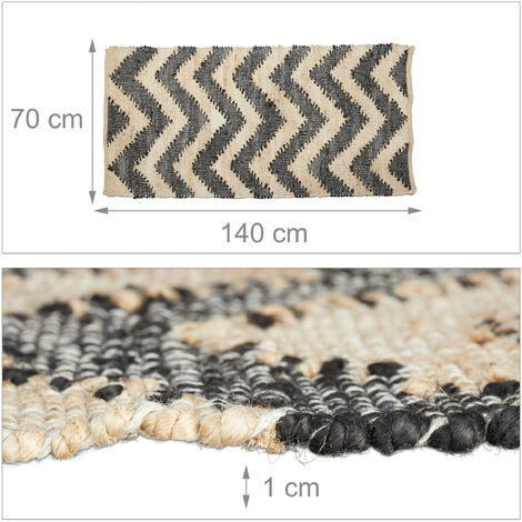 Relaxdays Boho Runner Rug, Jute, Non-slip, Hand-Woven, for Hallway ...