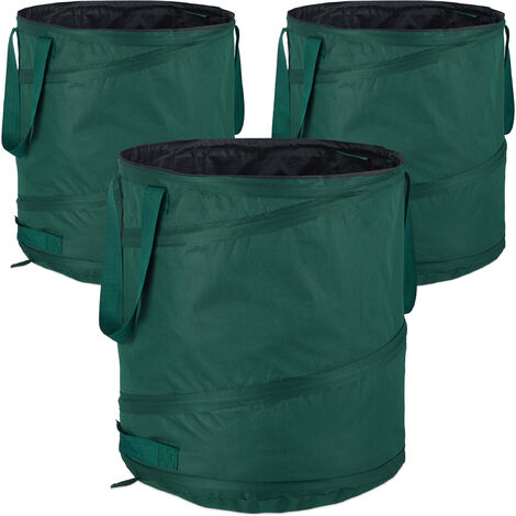 Relaxdays Pop-Up Garden Waste Bags, Set of 3, 60 L, Outdoor Refuse ...