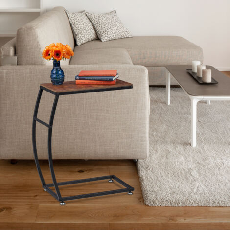Relaxdays Side Table, C-shape, Industrial Design, H x W x D: approx. 58 ...