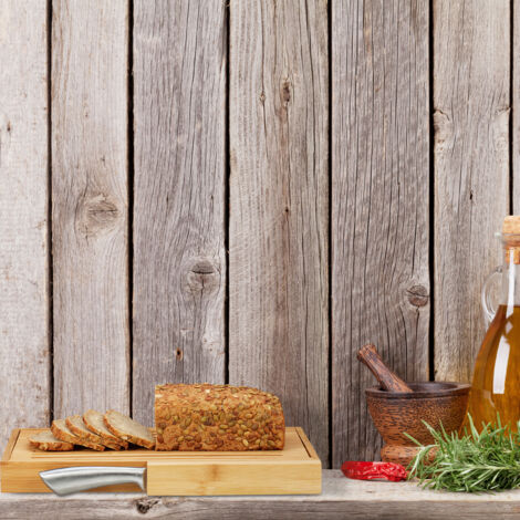 Relaxdays Bread Board, Practical Cutting Board Including Stainless ...