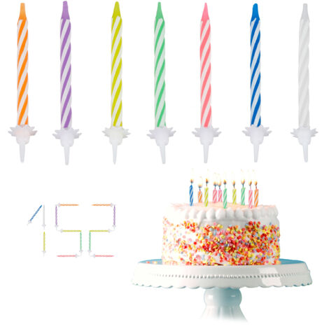 Relaxdays Set of 1520 Colourful Birthday Candles with Holders, for ...