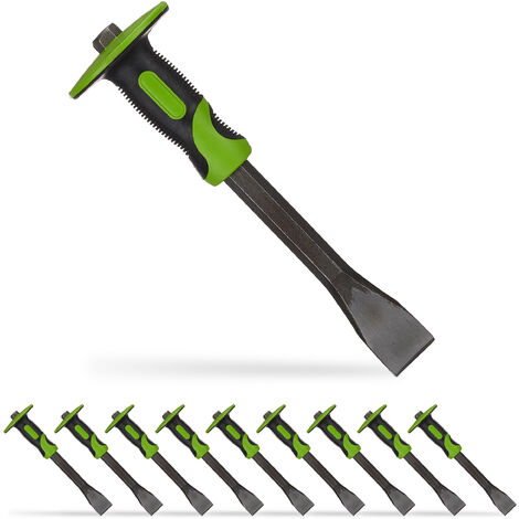 Relaxdays Flat Chisel, with Hand Guard, Set of 10, Precise Masonry, 35 ...