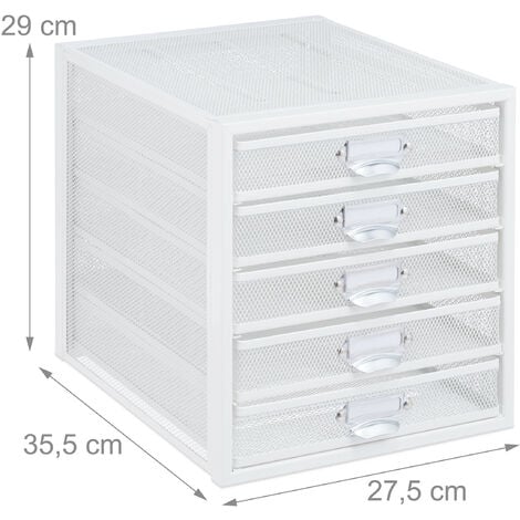 Relaxdays Box of Drawers, 5 Compartments, Document Holder, Office ...