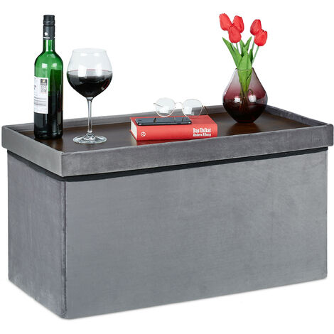 Relaxdays Soft Bench with Storage Space, Tray in the Lid, Foldable ...