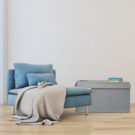 Relaxdays Soft Bench with Storage Space, Tray in the Lid, Foldable ...