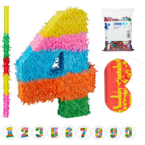 Relaxdays Pinata, Number 4, Birthday Party for Children and Adults ...