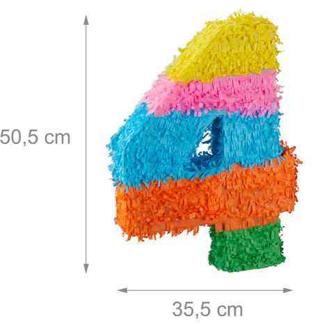 Relaxdays Pinata, Number 4, Birthday Party for Children and Adults ...