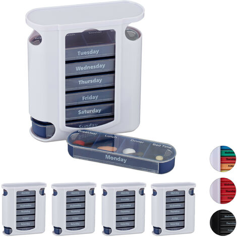 Set of 5 Relaxdays 7-Day Pill Towers, Weekly Medicine Boxes, 4 ...