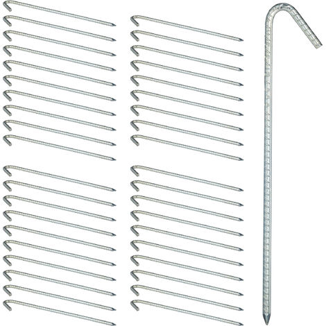 Relaxdays XL Ground Pegs, Set of 40, Extremely Solid Soil Anchors, Tent ...