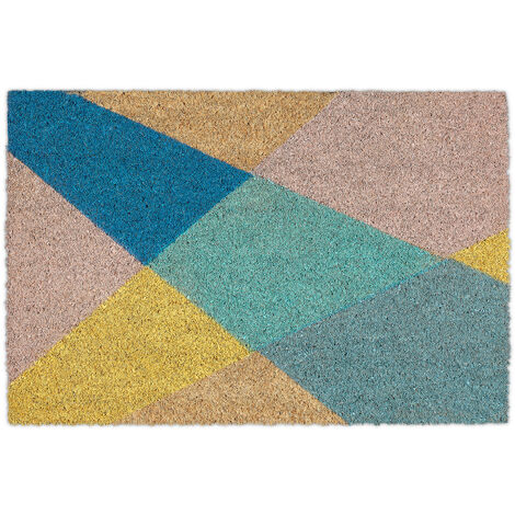 Relaxdays Doormat Coir Shapes, 40x60 cm, Natural, Non-slip Shoe Wiper ...