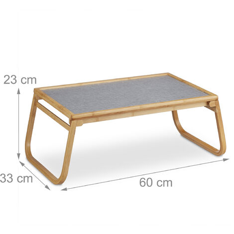 Relaxdays Breakfast Tray Bamboo, Foldable Legs, Raised Rim, Serving ...