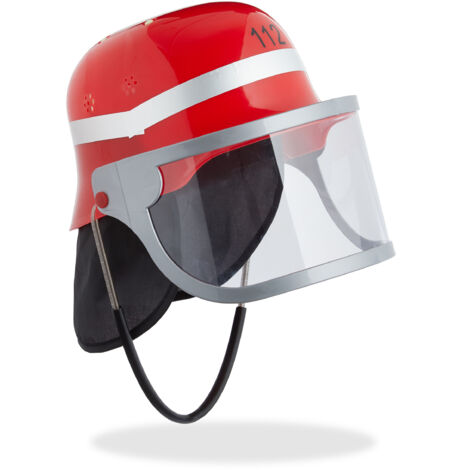 Relaxdays Set of 24 Kids’ Fireman Helmets, Visor, Neck Cloth & Chin ...