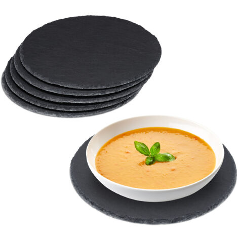 24 x round slate plates, 25 cm diameter, serving & labelling plates ...