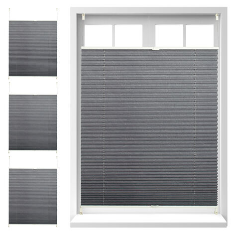 Set of 4 Relaxdays Pleated Blinds, No-Drilling, Adhesive Klemmfix ...