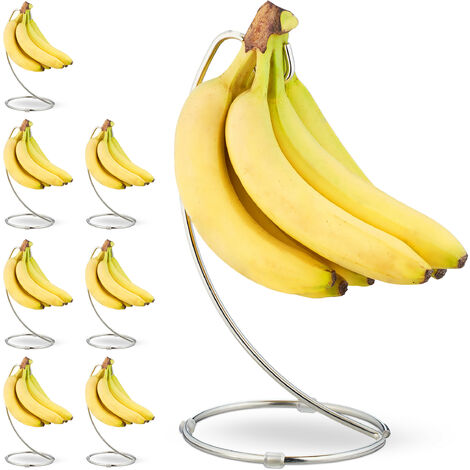 Relaxdays Banana Stand, 8x Set, Fruit Holder, Hanger, for Kitchen ...