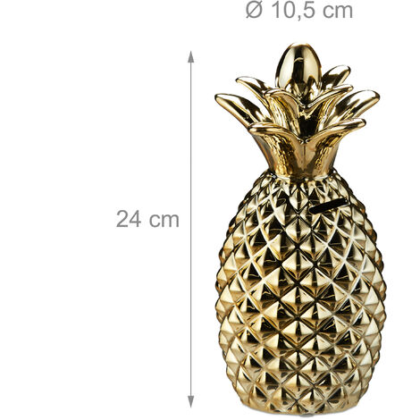 Relaxdays Set of 4 Pineapple Money Boxes, Ceramic Piggy Bank, Notes ...