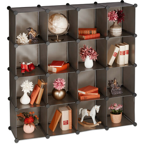 Relaxdays Shelving System, 16 Cubes, Plug-in Shelf with Storage ...