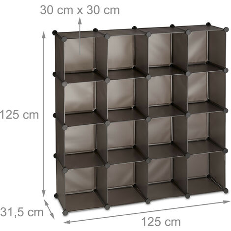 Relaxdays Shelving System, 16 Cubes, Plug-in Shelf with Storage ...
