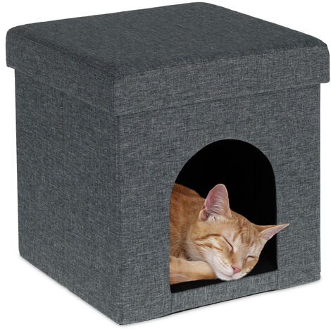 Relaxdays Cat Den, Retreat for Felines and Small Dogs, Indoor Pet Cave ...