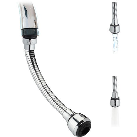 Relaxdays Tap Extension, Flexible Attachment, for Kitchen Tap, 2 Spray ...