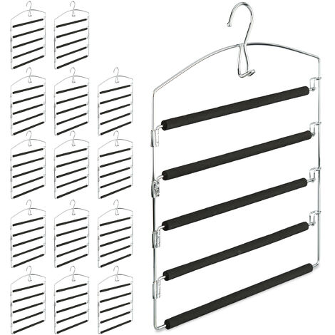 Set of 15 Relaxdays Space Saving Clothes Hangers, Multiple Trouser ...