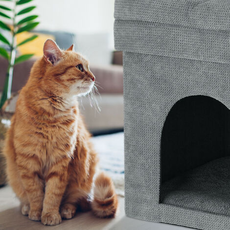 Relaxdays Cave Stool, Hiding Place for Pets, Foldable Seat, Soft Pillow ...