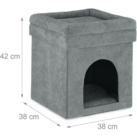 Relaxdays Cave Stool, Hiding Place for Pets, Foldable Seat, Soft Pillow ...