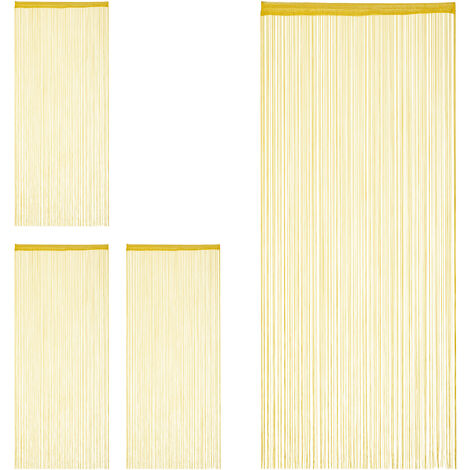 Set of 4 Relaxdays String Curtains, Pull-through, can be shortened, for ...