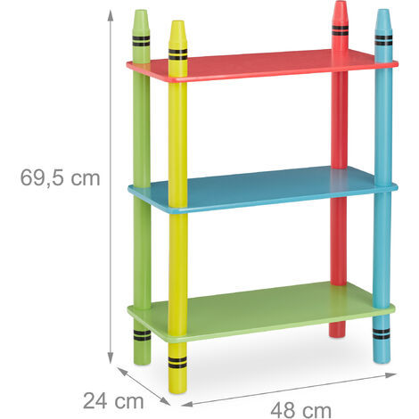 Relaxdays Children s Shelf 3 Levels MDF Wood HxWxD 69.5 x 48 x 24 cm Wax