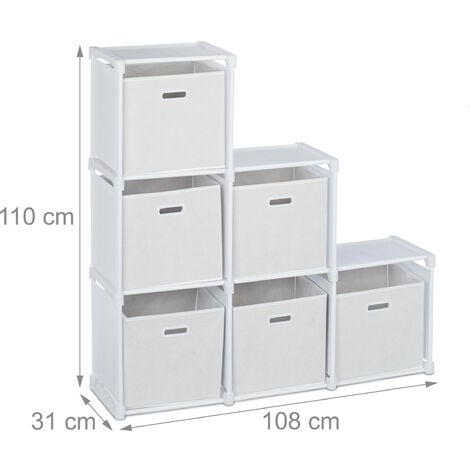 Relaxdays Storage Cube, Step Shelf Cube Boxes, 6 Compartments, Tiered ...