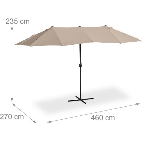 Relaxdays Double Parasol, 460 x 270 cm, Large Umbrella with Crank ...