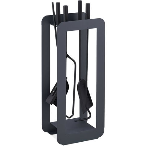 Relaxdays 5-Piece Fireplace Companion Set Steel Utility Accessories ...