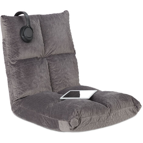 Relaxdays Floor Chair, Adjustable Backrest, Soft Cushion, 6 Positions ...
