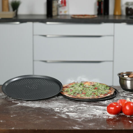 Relaxdays Pizza Tray, Set of 10, Ø 29cm, Perforated Trays for Pizza ...