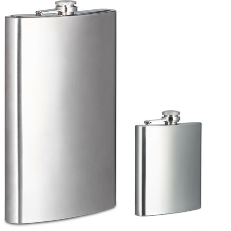2x stainless steel flasks, XXL hip flask with 1.8L capacity, 200ml ...